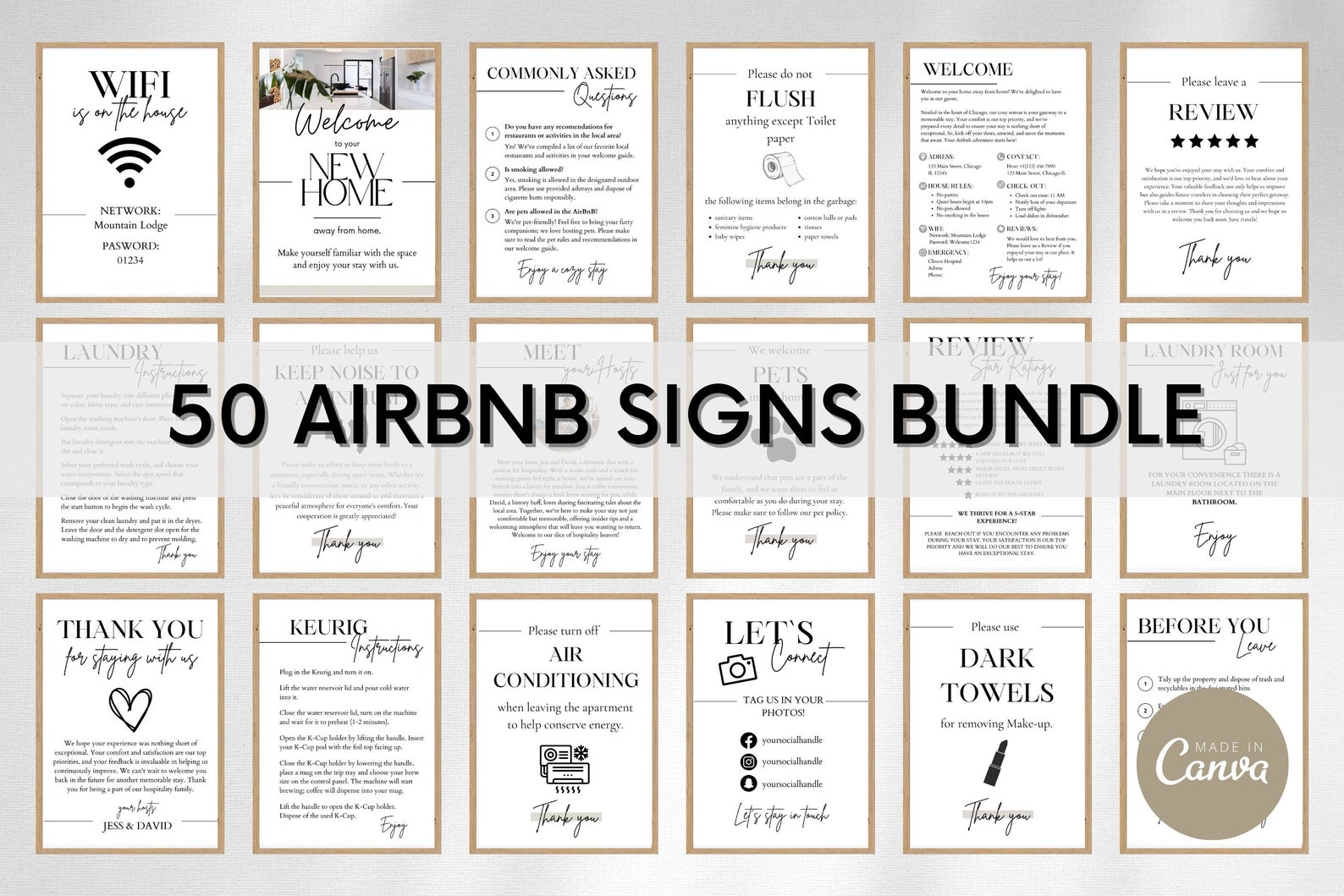 Airbnb Signs Template Bundle Airbnb Welcome Sign, Airbnb Host Bundle ...