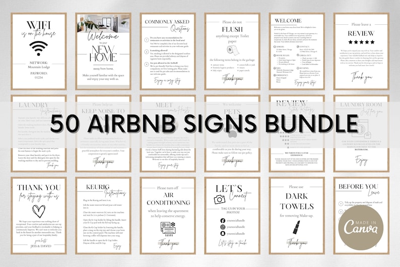Airbnb Signs Template Bundle Airbnb Welcome Sign, Airbnb Host Bundle ...
