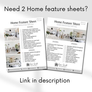 Real Estate Home Feature Sheet Flyer Template, Real Estate Marketing ...