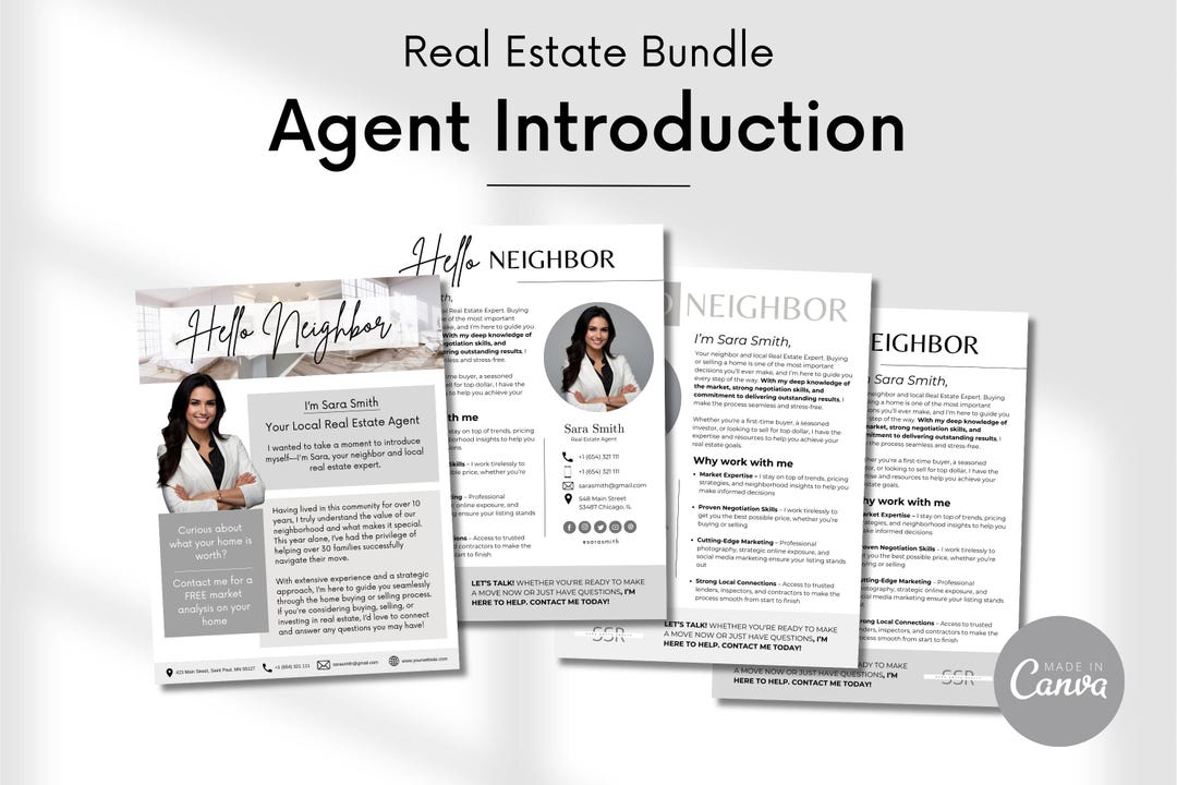 Real Estate Introduction Flyer Bundle, Agent Introduction Letter Real ...