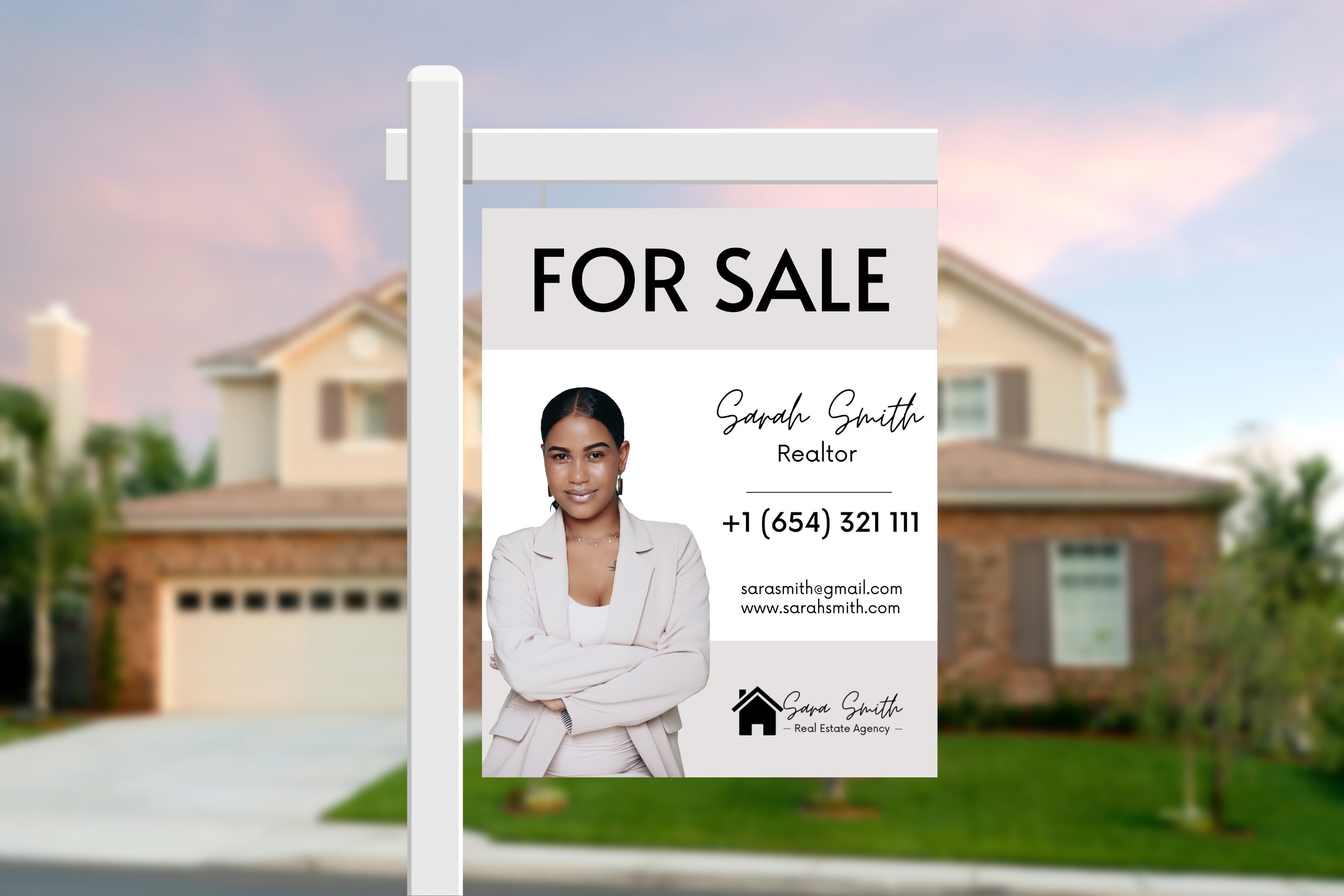 Real Estate Yard Sign Template, for Sale Yard Sign, Customizable for ...