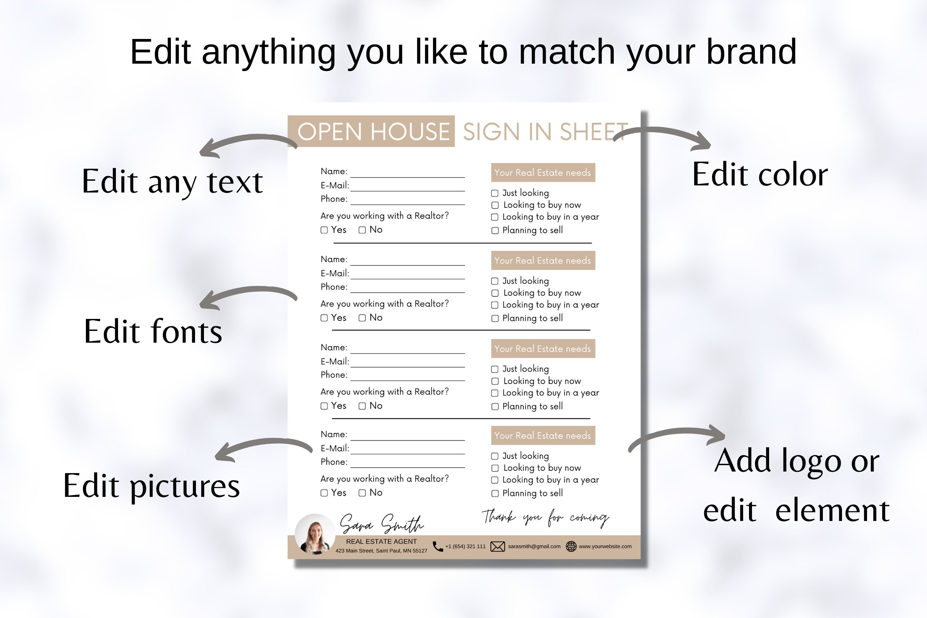Real Estate Open House Sign & Sign in Sheet, Realtor Open House Forms ...