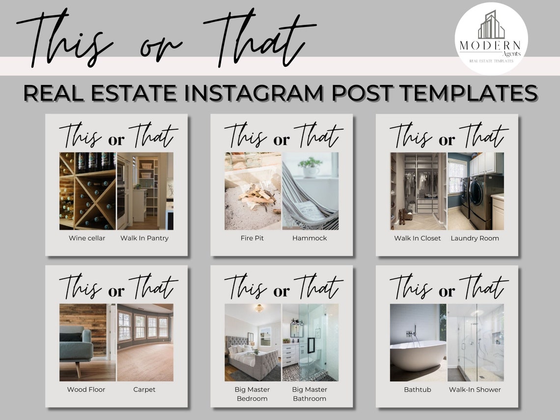 This or That Real Estate Instagram Post Templates, Woud You Rather ...