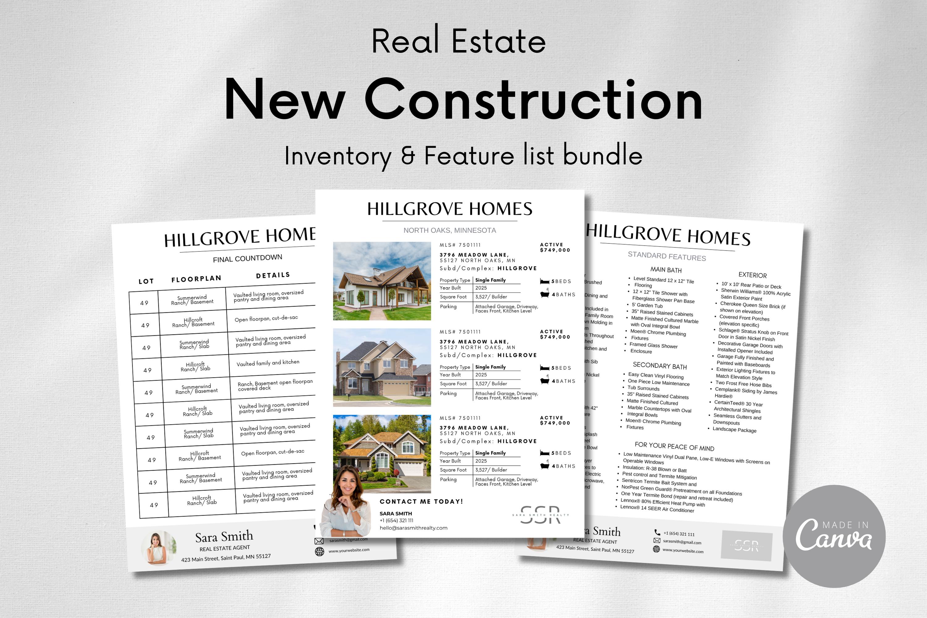 New Construction Inventory List Guide, Home Feature Sheet Real Estate ...