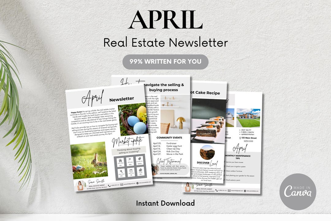 2026 April Real Estate Newsletter Flyer Canva Printable Template - Etsy