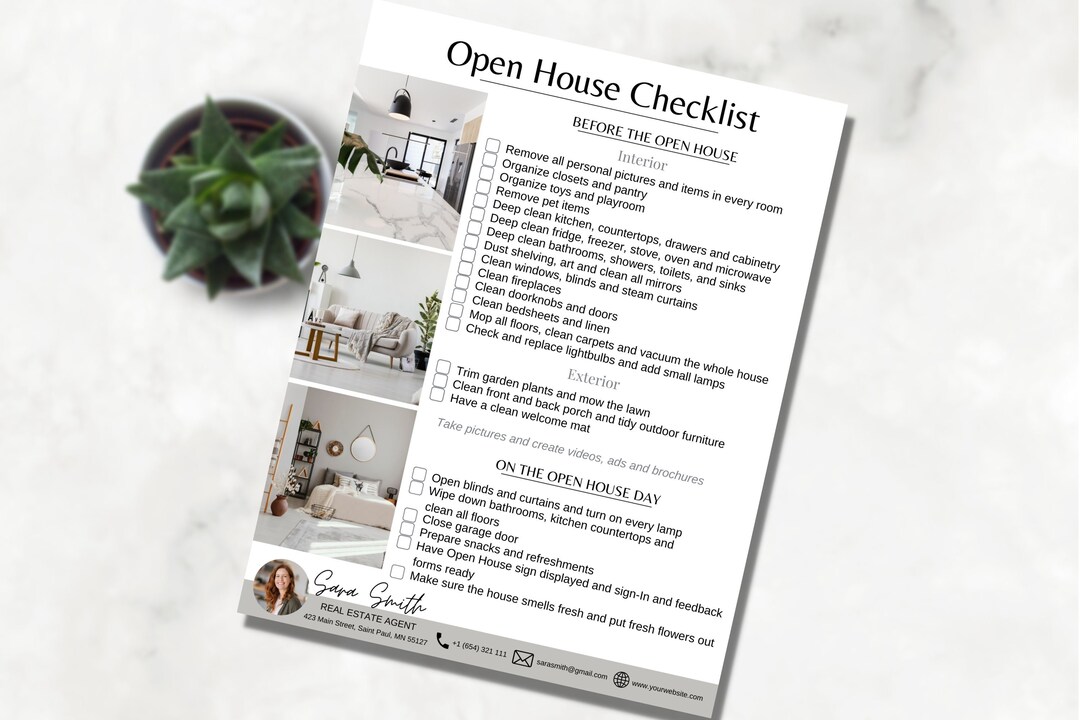 Real Estate Open House Checklist Template, Prep Flyer, Real Estate ...