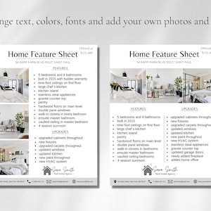 Real Estate Home Feature Sheet, Realtor Flyer Template, Home Upgrades ...