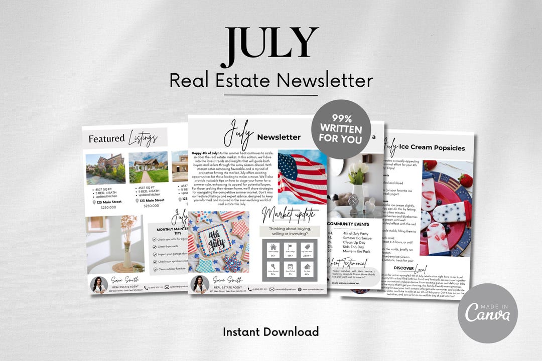 Real Estate Newsletter July 2025, Real Estate Marketing, Realtor ...