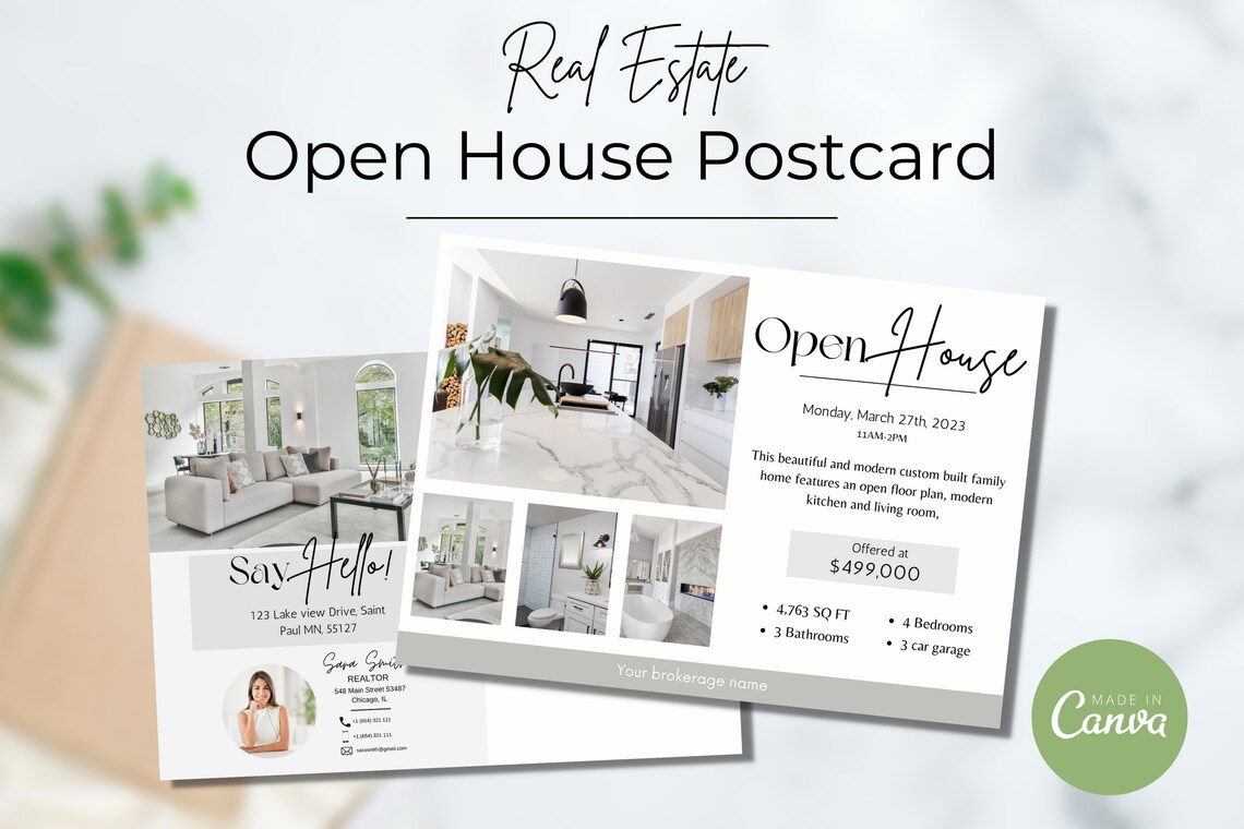 Real Estate Postcard Open House Real Estate Farming Postcard, Realtor ...