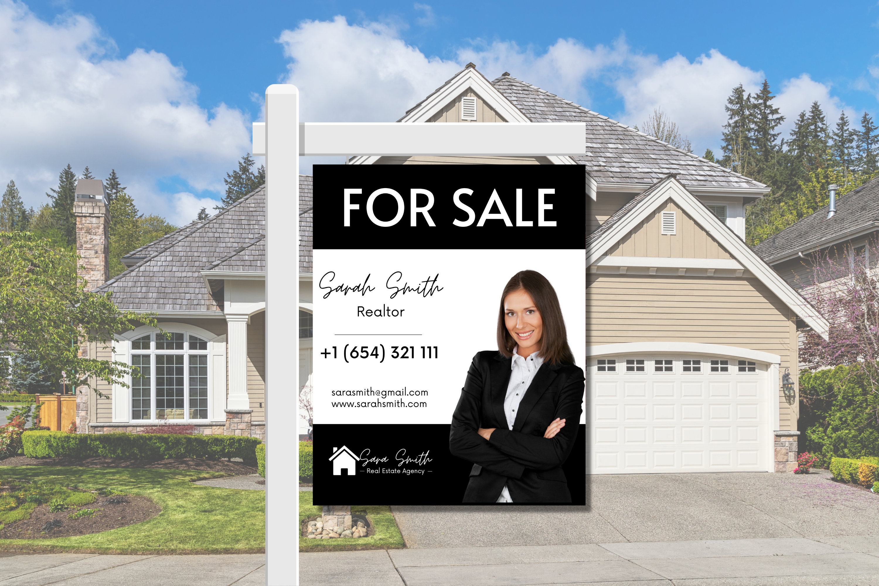 Real Estate Yard Sign Template, for Sale Yard Sign, Customizable for ...
