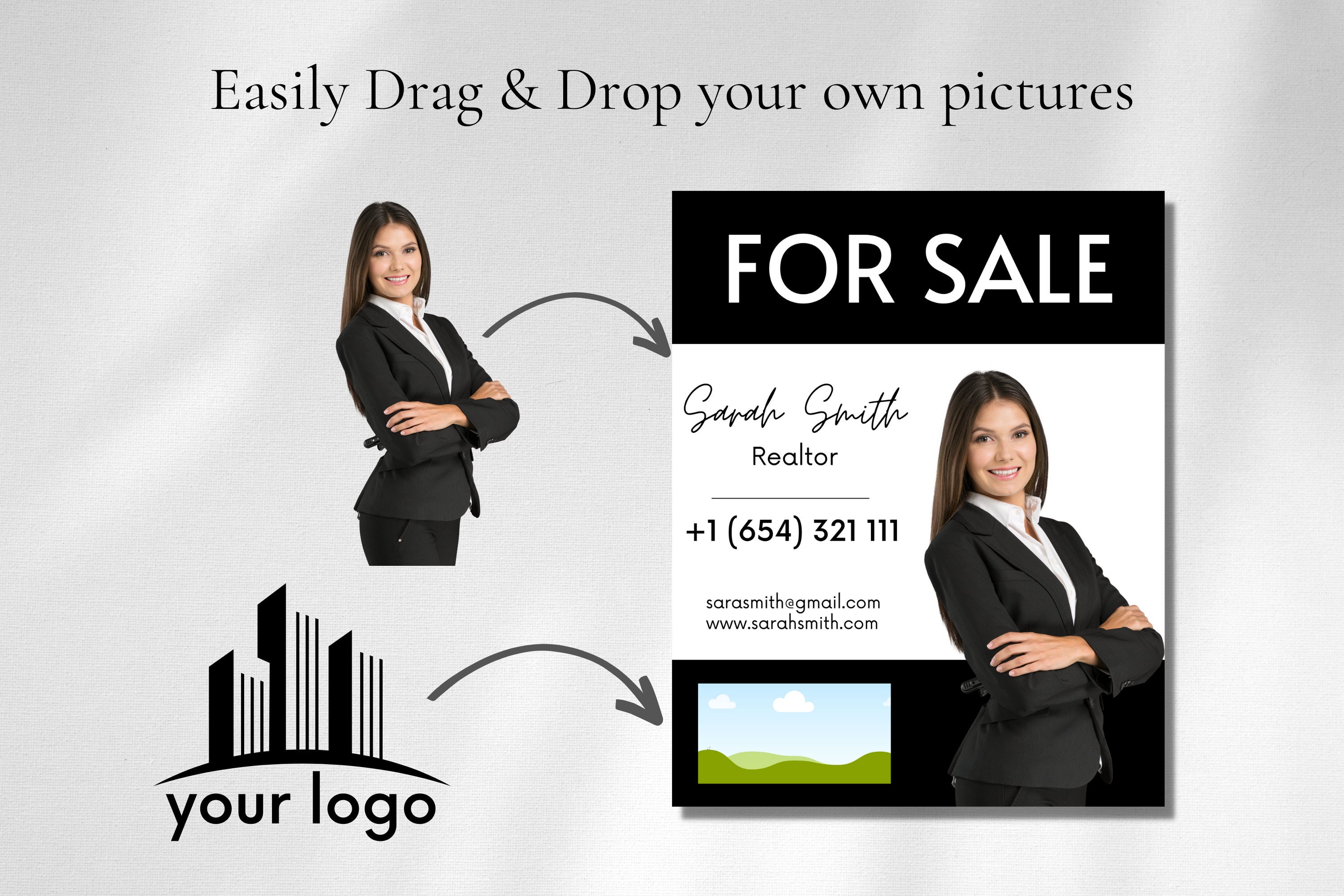 Real Estate Yard Sign Template, for Sale Yard Sign, Realtor Sold Sign ...