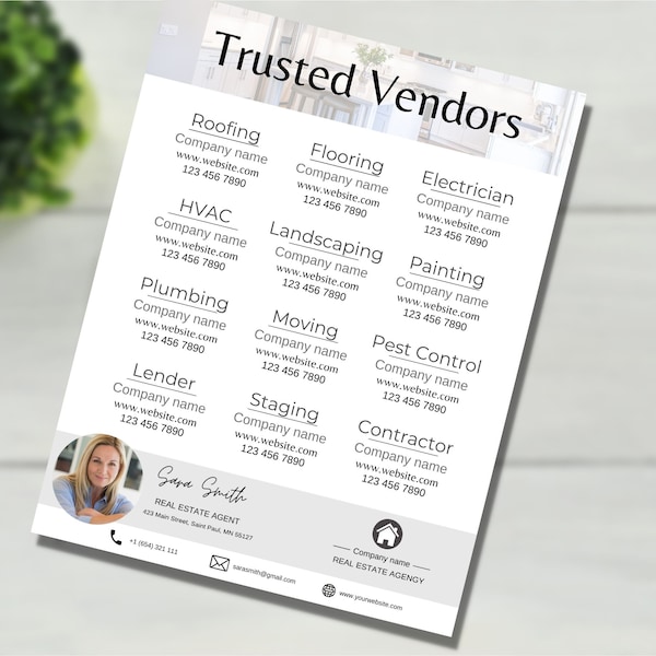 Preferred Vendor List Template - Etsy