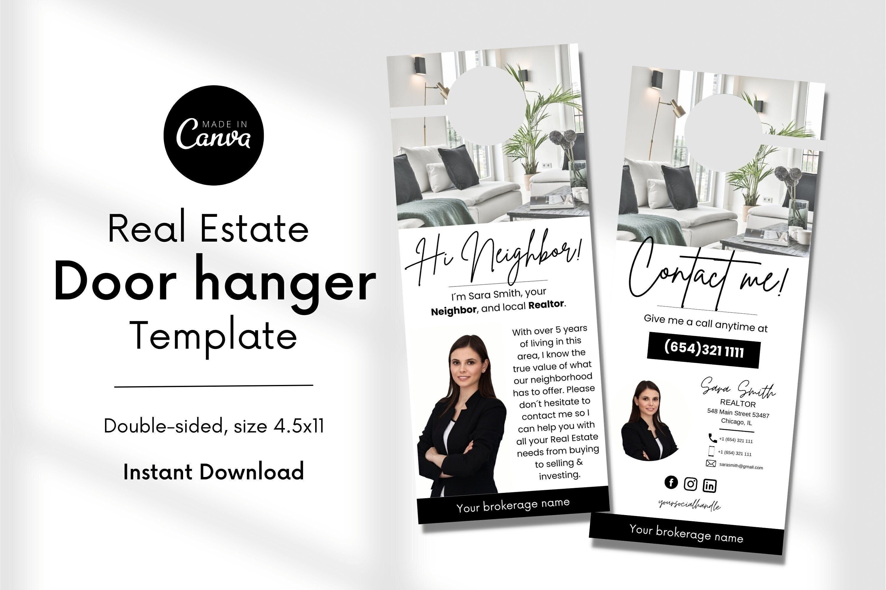 Real Estate Door Hanger Template, New Realtor Door Knocker, Real Estate ...