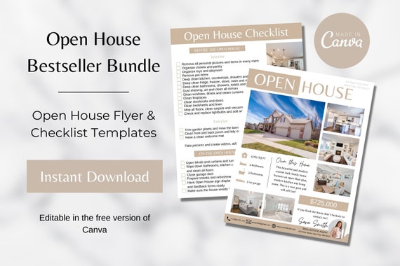 Open House Flyer and Checklist Templates Real Estate Open - Etsy