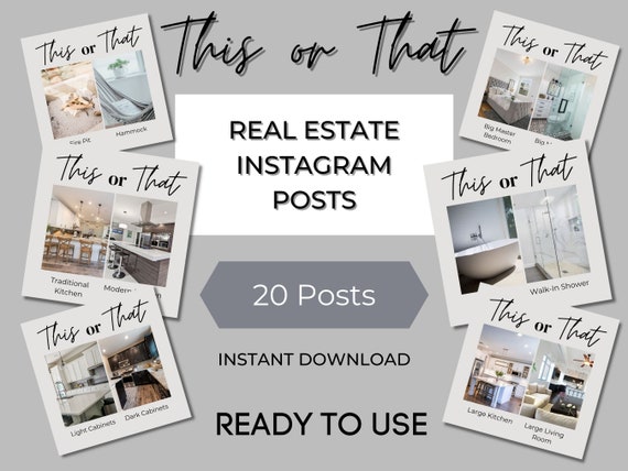 This or That Real Estate Instagram Post Templates Social | Etsy