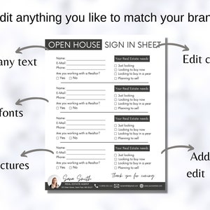 Real Estate Open House Sign & Sign in Sheet, Realtor Open House Forms ...