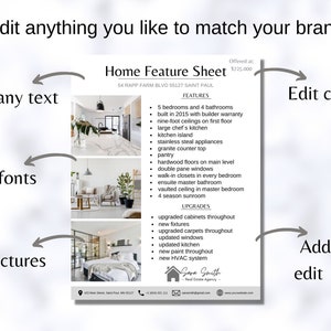 Real Estate Home Feature Sheet Flyer Template, Real Estate Marketing ...