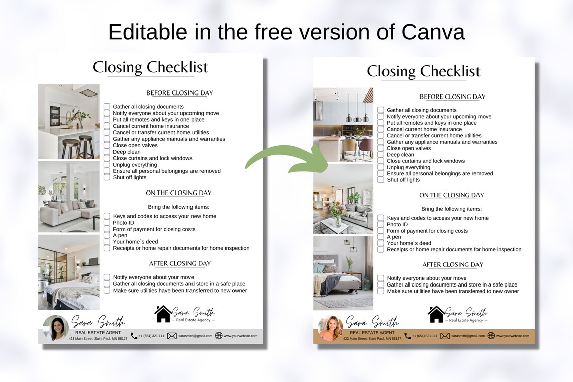 Real Estate Closing Checklist, Real Estate Checklist, Closing Day ...