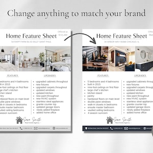 Real Estate Home Feature Sheet, Realtor Flyer Template, Home Upgrades ...