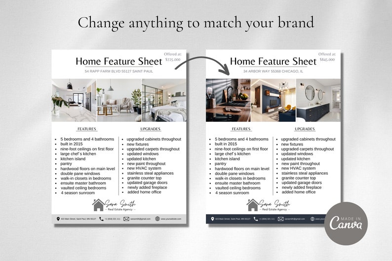 Real Estate Home Feature Sheet, Realtor Flyer Template, Home Upgrades ...