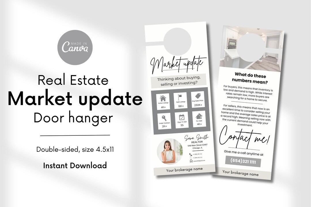 Door Knocking Flyer Real Estate, Market Update Real Estate Door Hanger ...