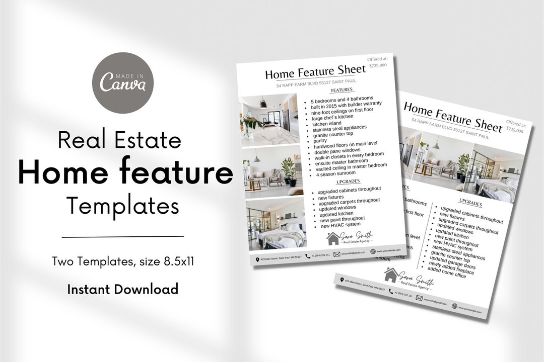 Real Estate Home Feature Sheet, Realtor Flyer Template, Home Upgrades ...