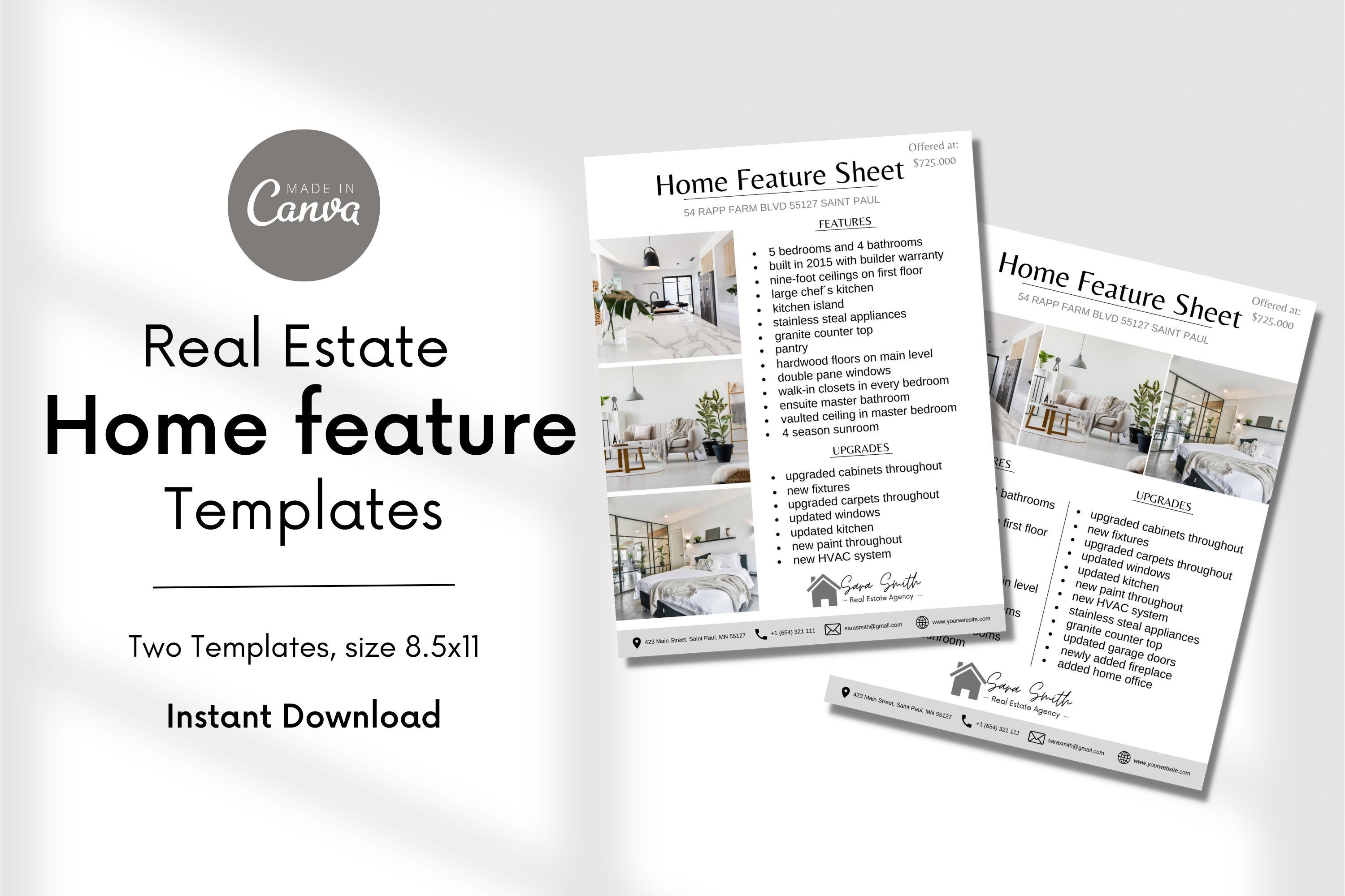 Real Estate Home Feature Sheet, Realtor Flyer Template, Home Upgrades ...