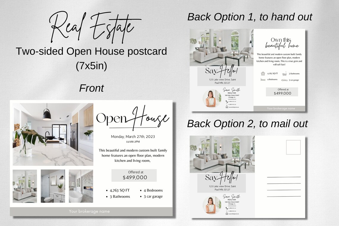 Real Estate Postcard Open House Real Estate Farming Postcard, Realtor ...