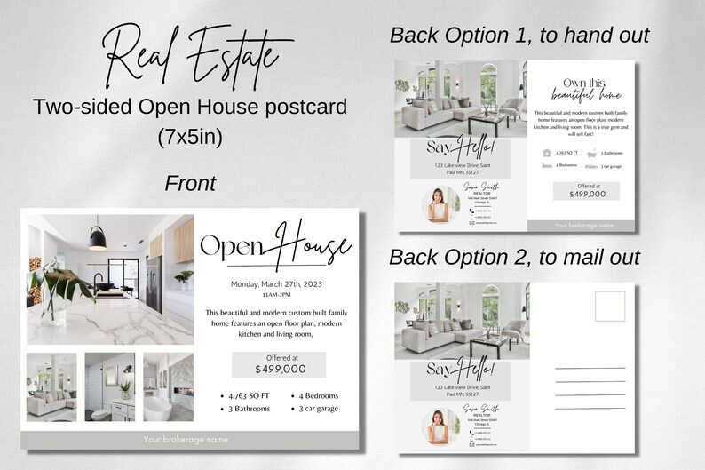 Real Estate Postcard Open House Real Estate Farming Postcard, Realtor ...