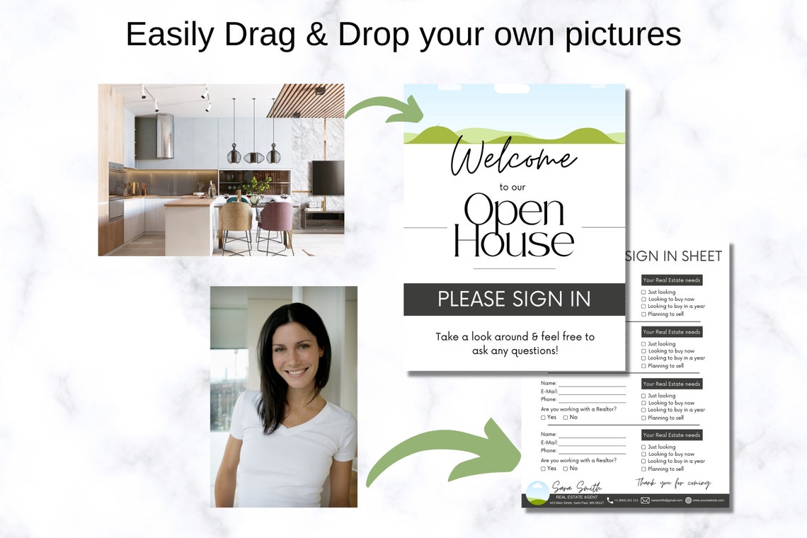 Real Estate Open House Sign & Sign in Sheet, Realtor Open House Forms ...