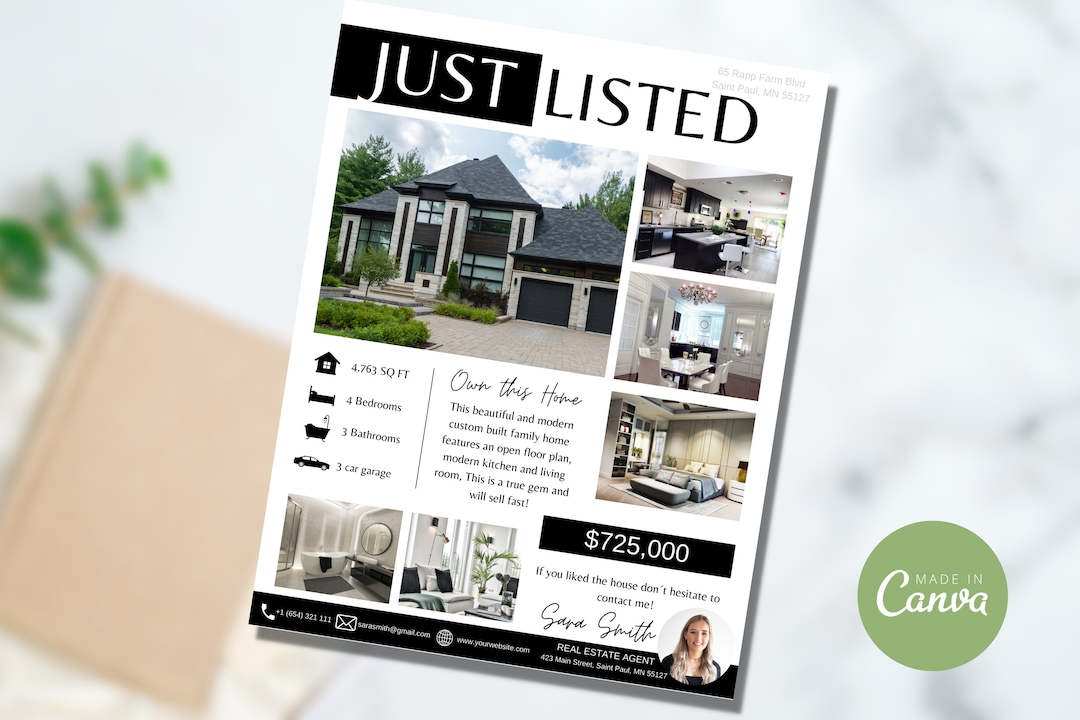 Just Listed Flyer Template, Just Listed Flyer, Real Estate Marketing ...