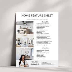 Real Estate Home Feature Sheet, Real Estate Marketing, Real Estate ...