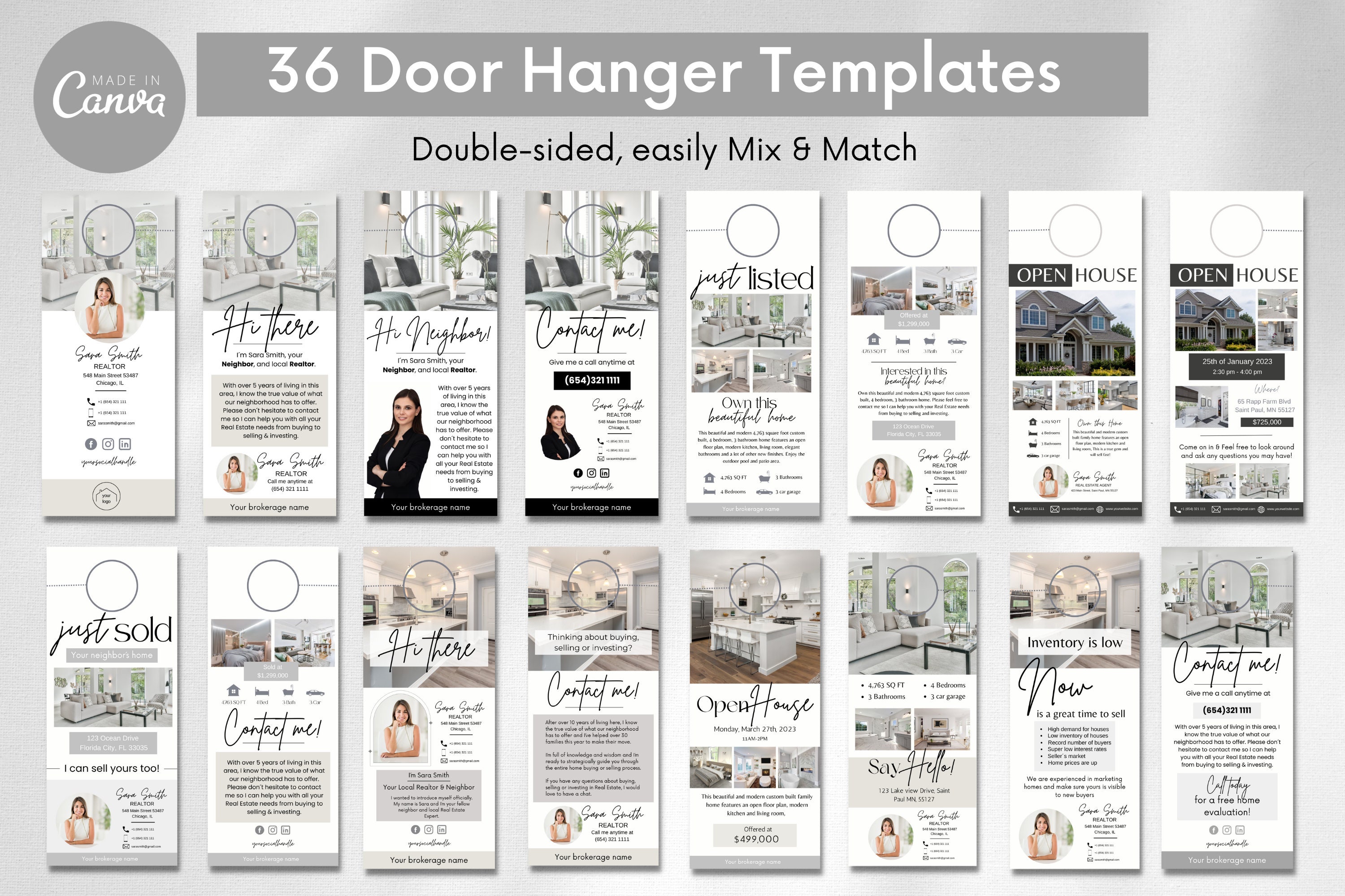 Real Estate Door Hanger Bundle, Realtor Door Hangers, Door Hanger ...