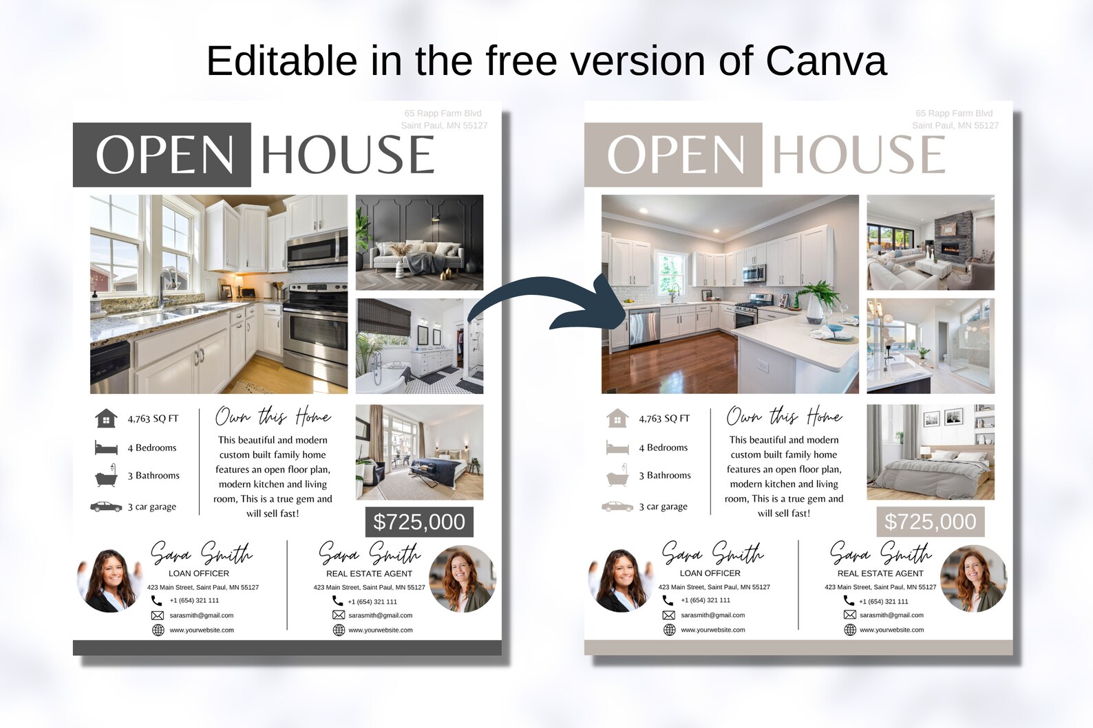 Co-branded Open House Flyer Template Real Estate Open House - Etsy