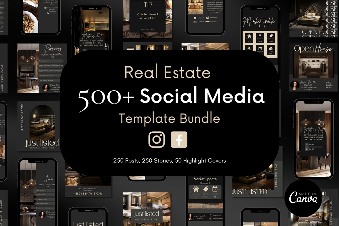 Luxury Realtor Social Media Bundle, Instagram Post and Story, Real ...