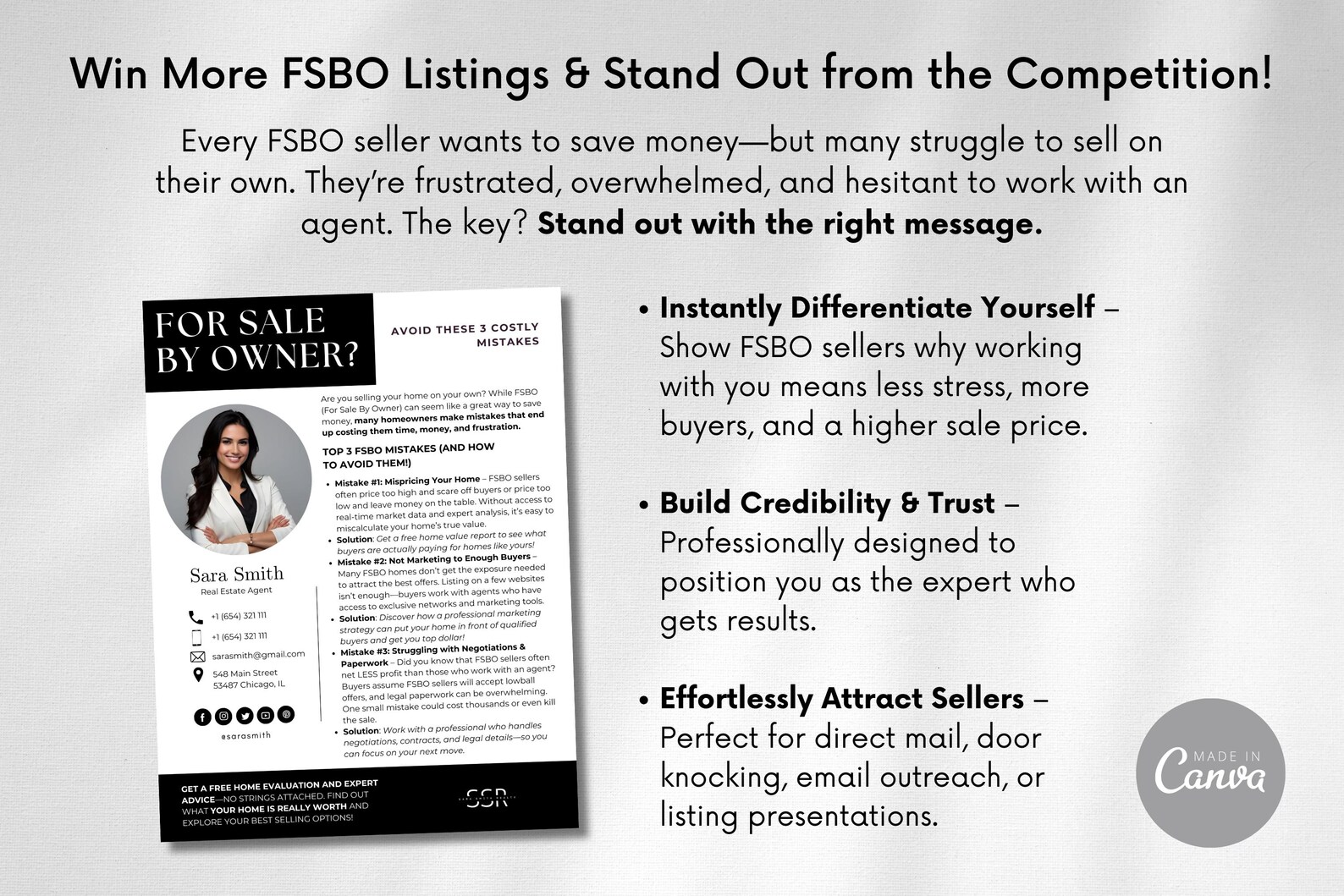 FSBO Flyer for Real Estate Agents, Flyers for Sale by Owner, FSBO ...