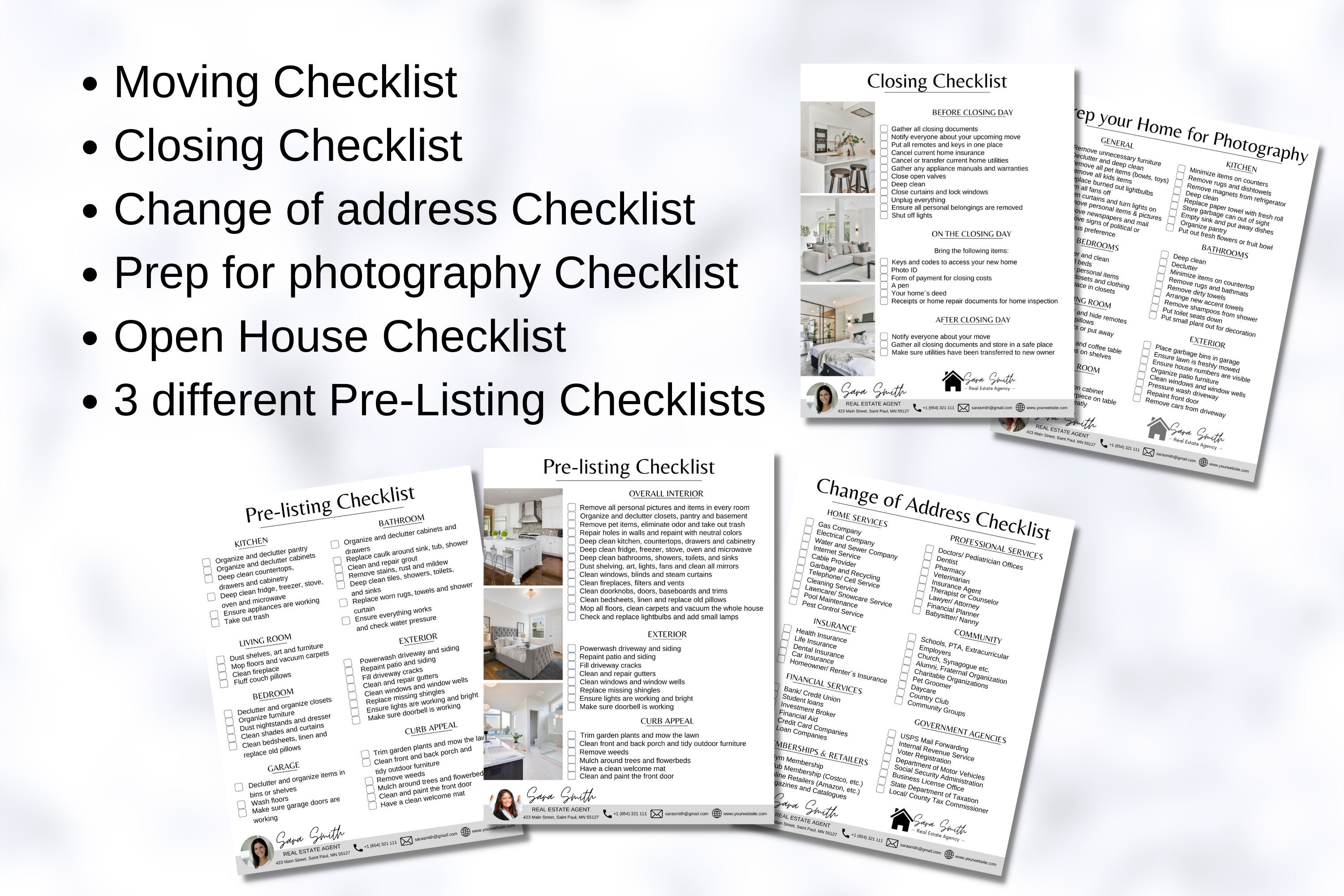 Real Estate Checklist Bundle, Real Estate Flyer, Moving Closing Change ...