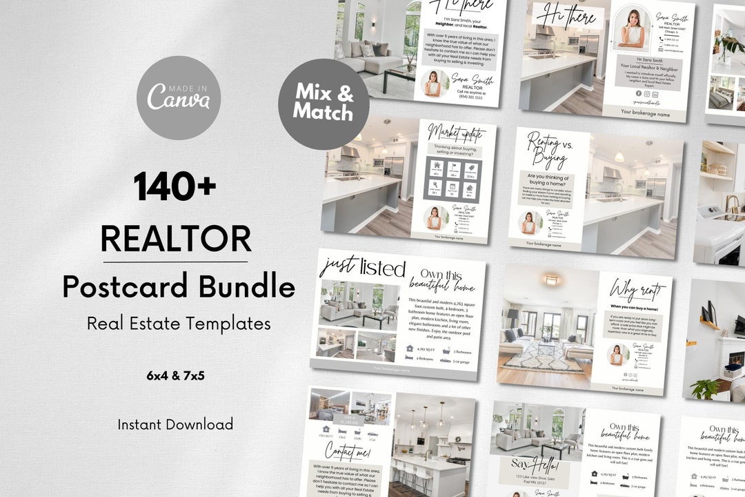 Real Estate Postcard Bundle Template, Editable Canva Introduction ...