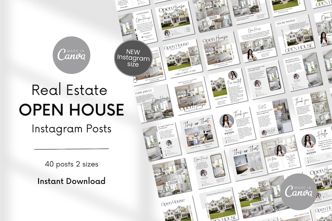 Real Estate Open House Social Media Bundle, Instagram Posts for Open ...