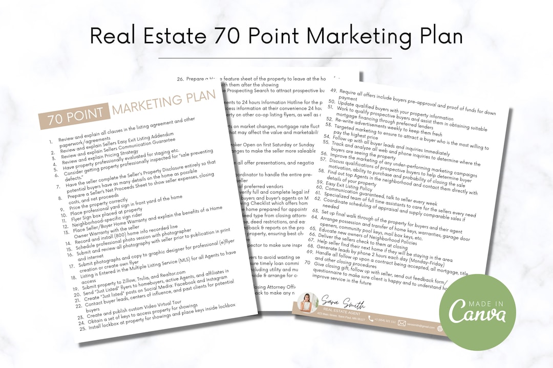 Real Estate Marketing Plan 70 Point Marketing Plan for Realtors Real ...