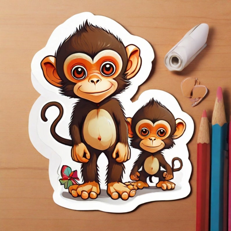 Funny Monkey Sticker Mega Pack 50 Playful Digital Art PNG Stickers ...
