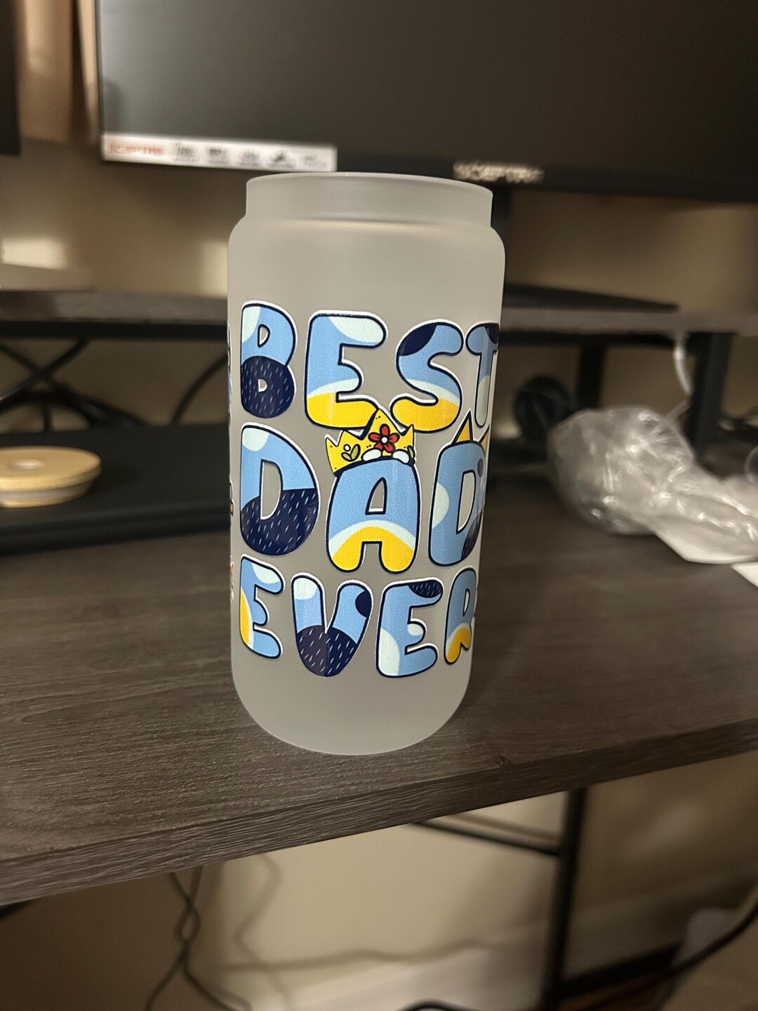Frosted 16oz Bluey Dad Glass - Etsy