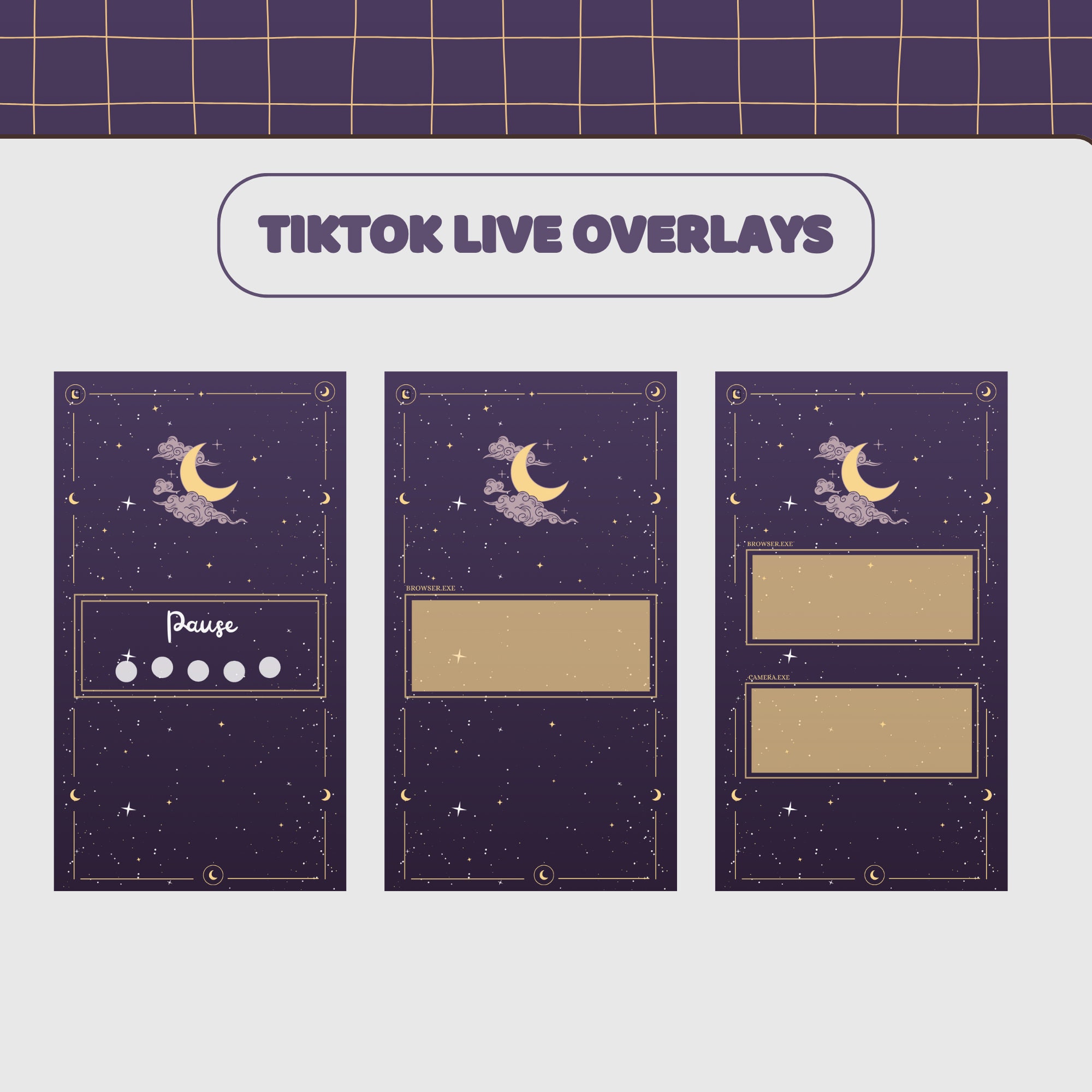 Animated Celestial Night Tiktok Live Overlays: Stream Banners (digital ...