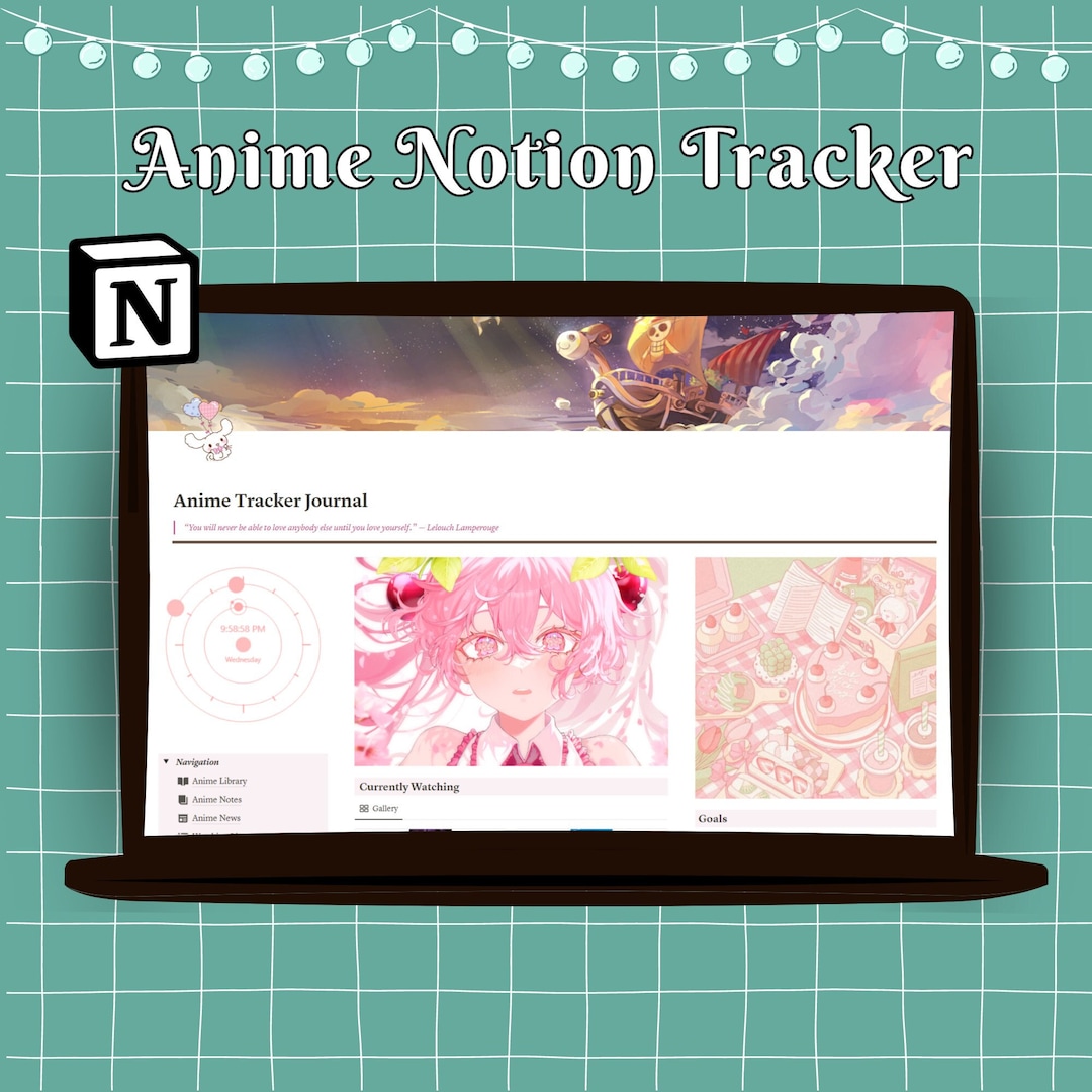 Anime Tracker Notion Template,cute Anime Watching Journal Template ...