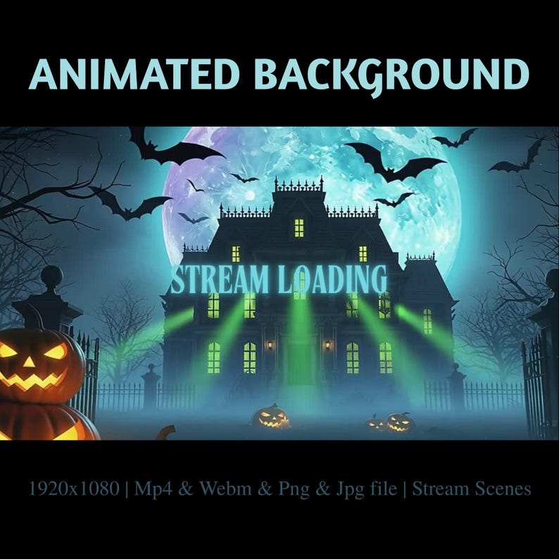 Haunted Mansion Moonlight Animated Stream Background,spooky Gothic ...