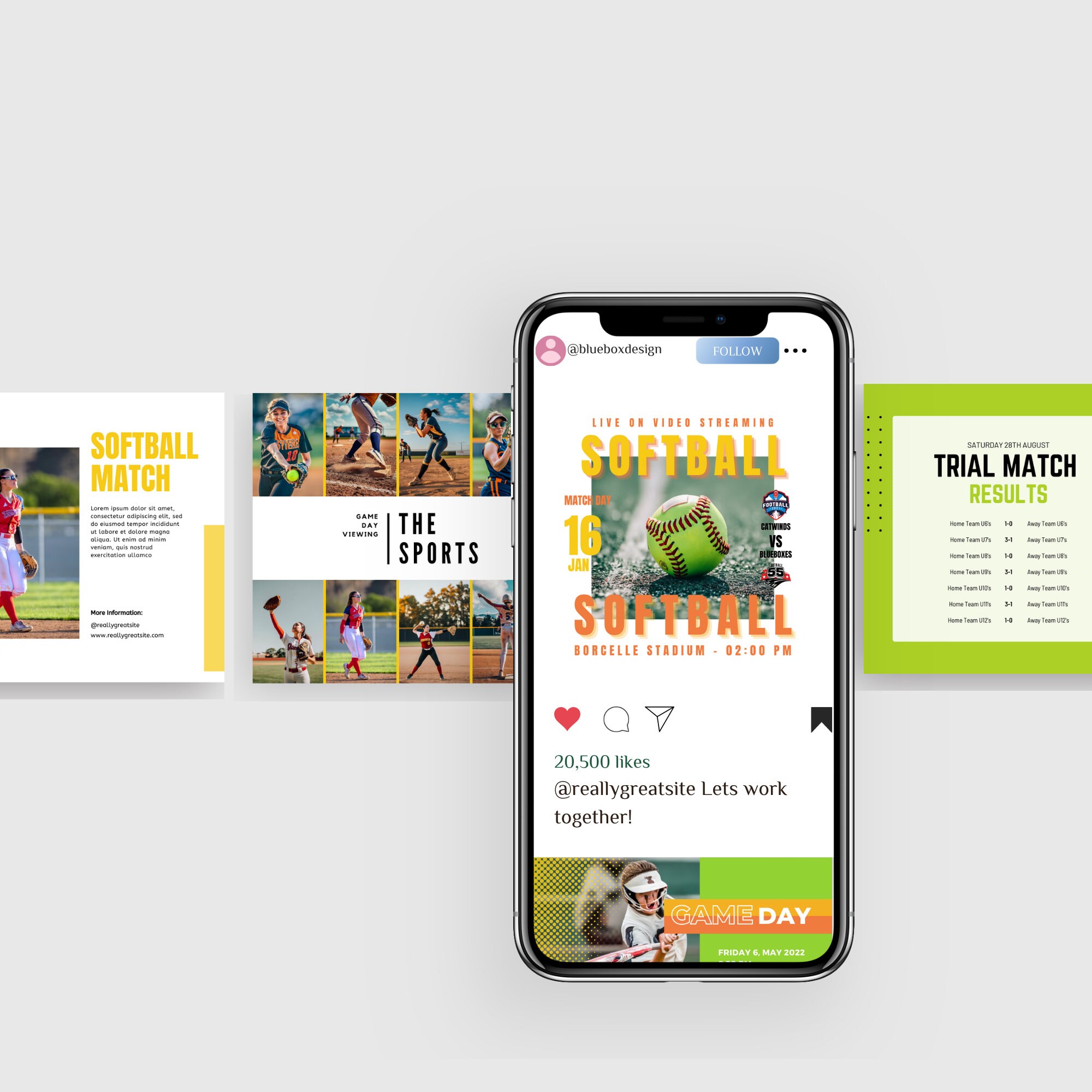 Sports Team Instagram Post Template,softball Social Media Posts Canva ...