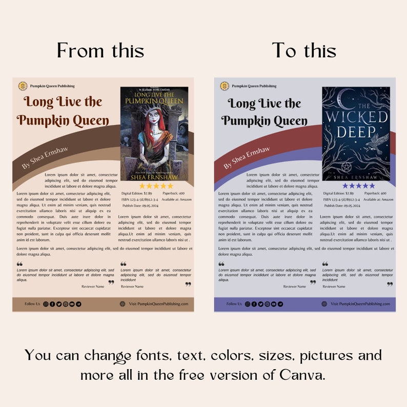 Sell Sheet Canva Template for Authors,editable Bookstagram Line Sheet ...