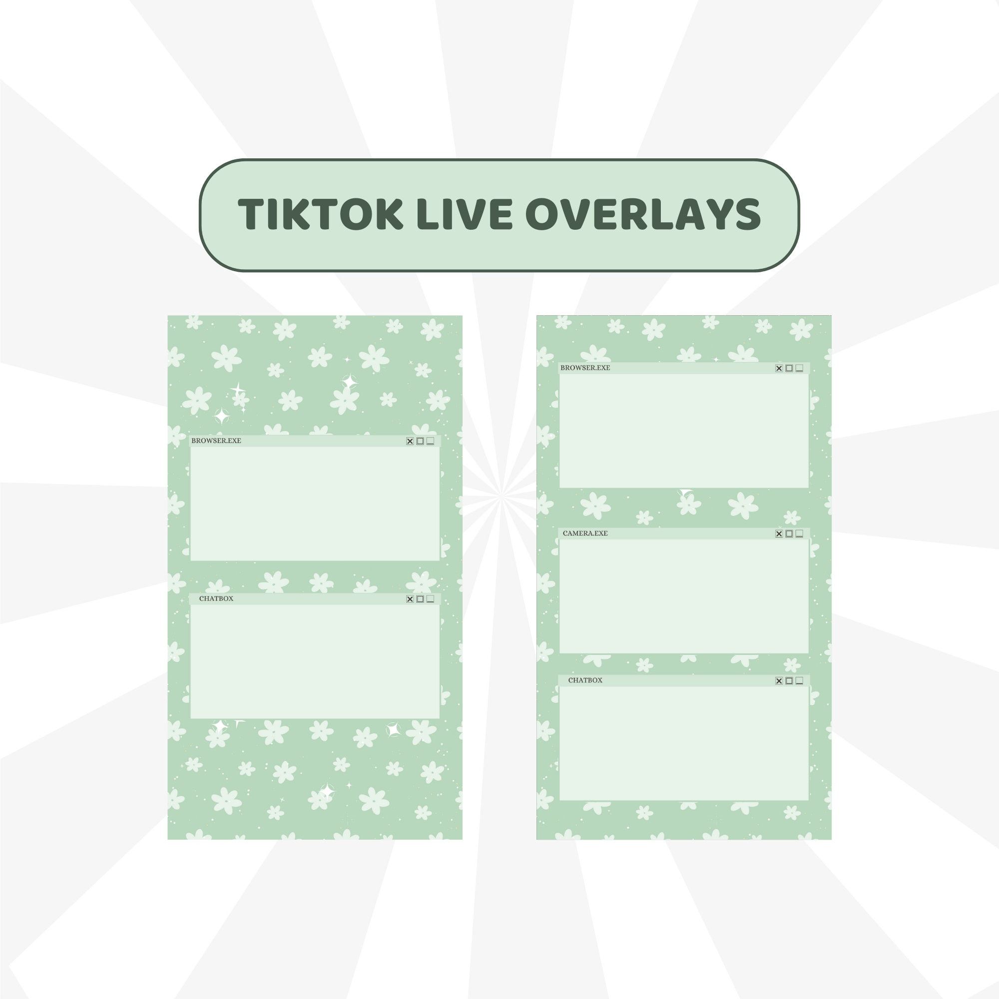Animated Tiktok Live Overlays,cute Pastel Green Tiktok Stream,celestial ...