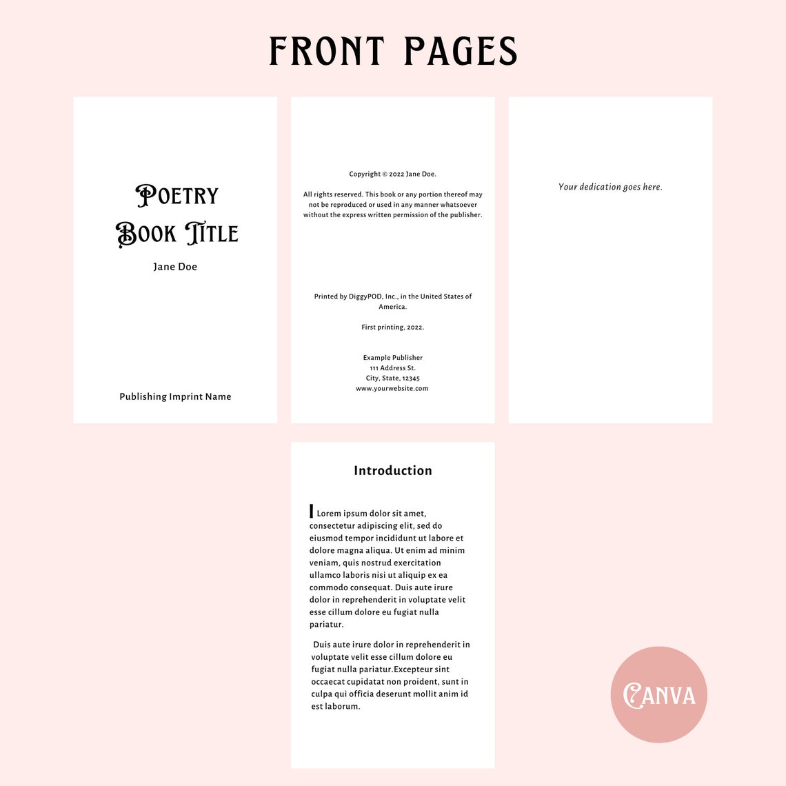 5 X 8 Inch Minimalist Poetry Book Template,canva Book Template,self ...