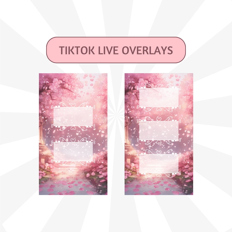 Animated Cherry Blossom Tiktok Stream Overlay: Celestial Pink Scenes ...